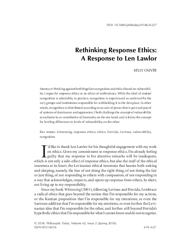 (PDF) Rethinking Response Ethics