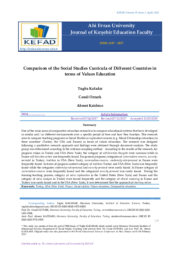 (PDF) Comparison of the Social Studies Curricula of Different Countries ...