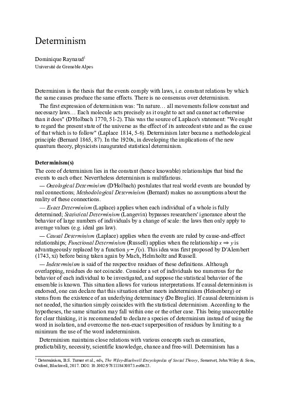 (PDF) Determinism