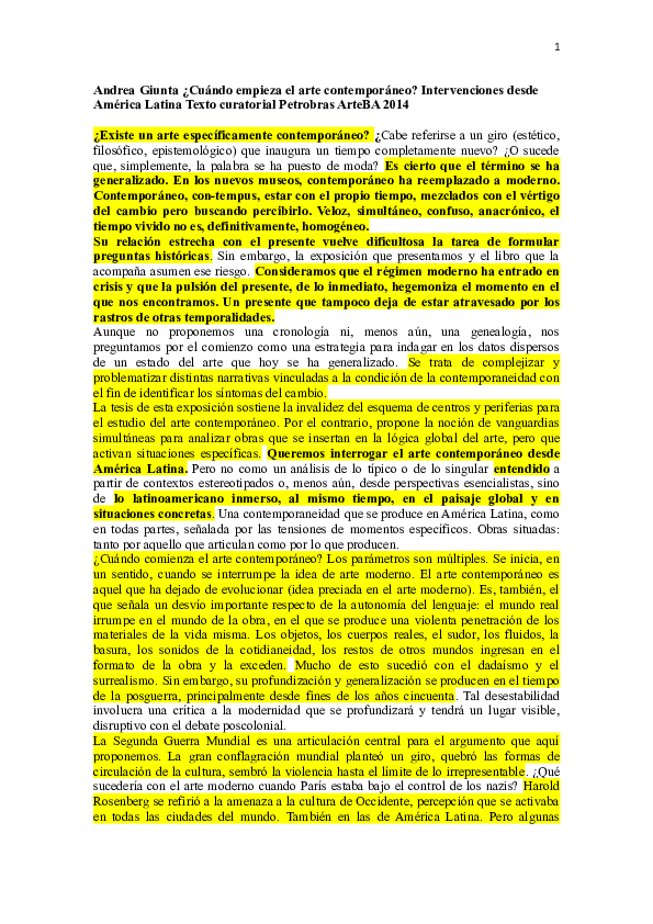 (DOC) Andrea Giunta. ¿cuando empieza el arte contemporáneo ...