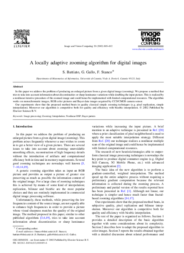 (PDF) A Locally-Adaptive Zooming Algorithm for Digital Images