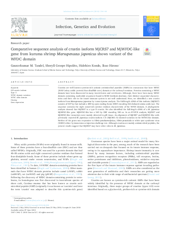 (PDF) Comparative sequence analysis of crustin isoform MjCRS7 and ...