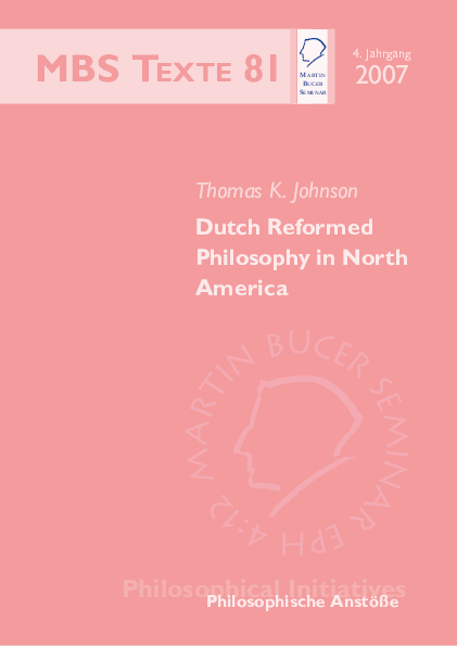 (PDF) Dutch Reformed Philosophy in North America