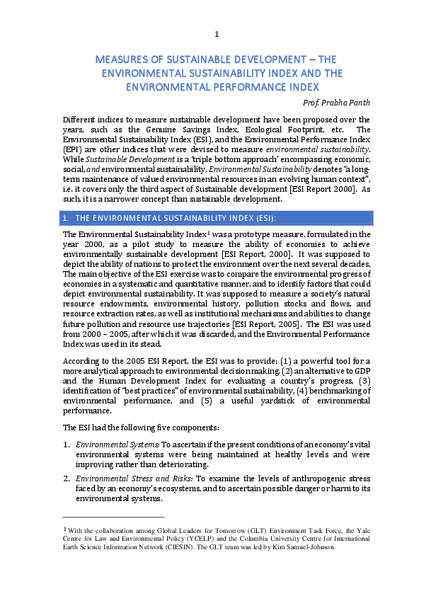 (PDF) MEASURES OF SUSTAINABLE DEVELOPMENT – THE ENVIRONMENTAL ...