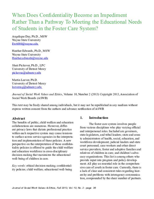 (PDF) When does confidentiality become an impediment rather than a ...