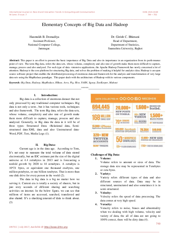 (PDF) Elementary Concepts of Big Data and Hadoop