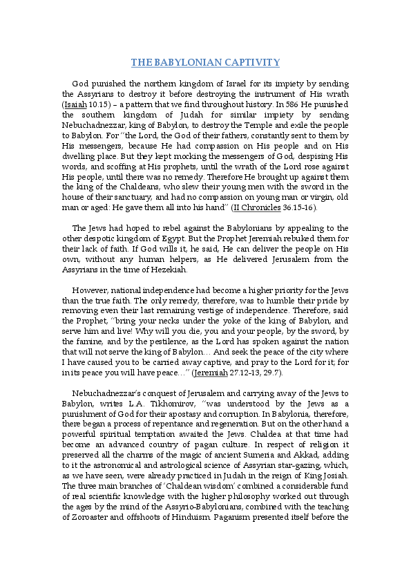(DOC) THE BABYLONIAN CAPTIVITY