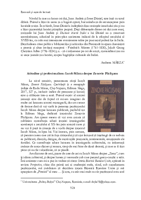 (PDF) Laura STANCIU, Atitudine şi profesionalism: Iacob Mârza despre ...