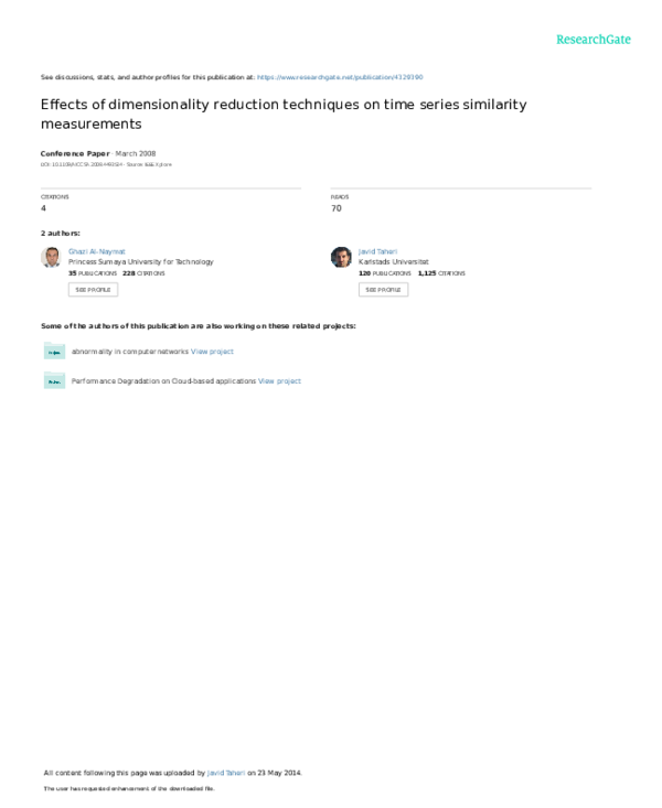 (PDF) Effects of dimensionality reduction techniques on time series similarity measurements