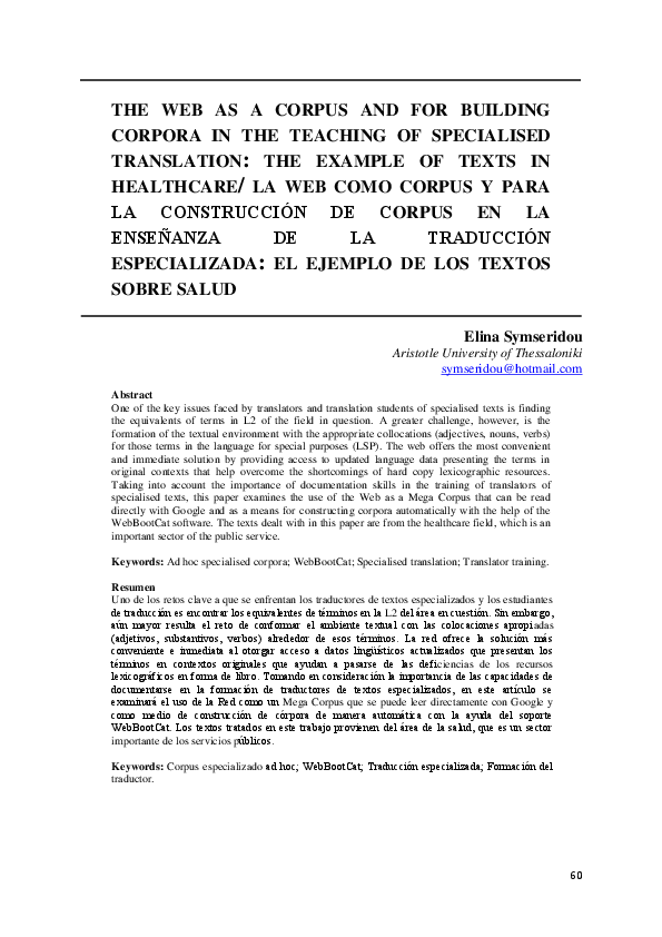 (PDF) The Web as a Corpus and for Building corpora in the Teaching of ...