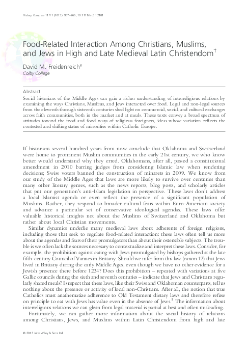 (PDF) Food-related interaction among Christians, Muslims, and Jews in ...