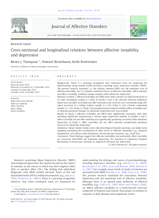 (PDF) Cross-sectional and longitudinal relations between affective ...