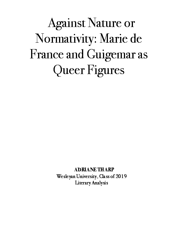 (PDF) Against Nature or Normativity: Marie de France and Guigemar as ...