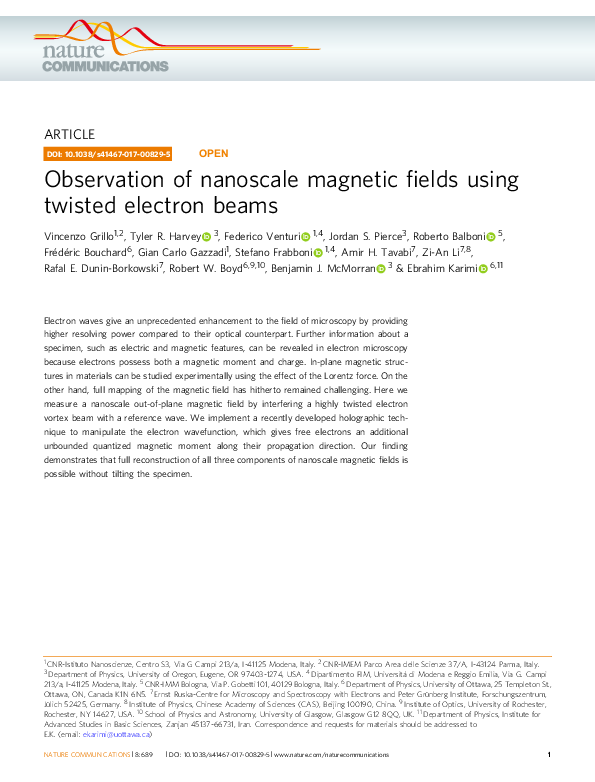 (PDF) Observation of nanoscale magnetic fields using twisted electron beams | Ebrahim Karimi ...