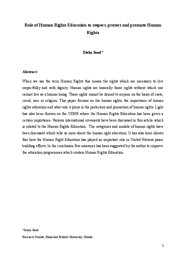 (DOC) Role of Human Rights Education to respect, protect and promote ...