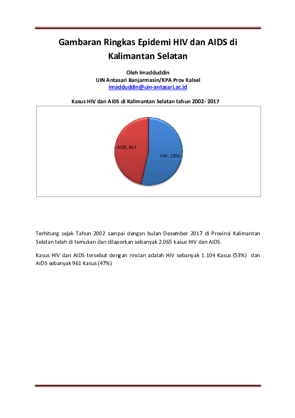 (PDF) Gambaran Ringkas Epidemi HIV dan AIDS di Kalimantan Selatan