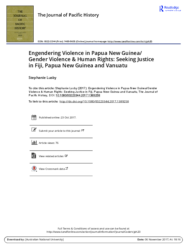 (PDF) Engendering Violence in Papua New Guinea/ Gender Violence & Human ...