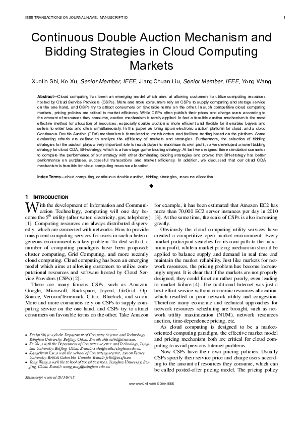 (PDF) Continuous Double Auction Mechanism and Bidding Strategies in ...