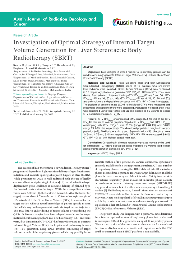 (PDF) Austin Journal of Radiation Oncology and Cancer Investigation of ...