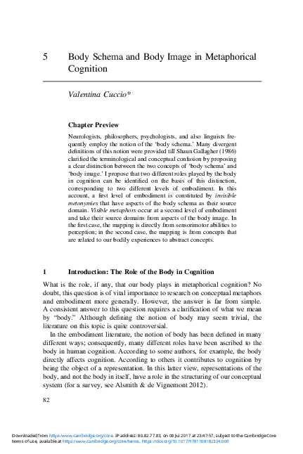 (PDF) Body-schema and body-image in metaphor processing