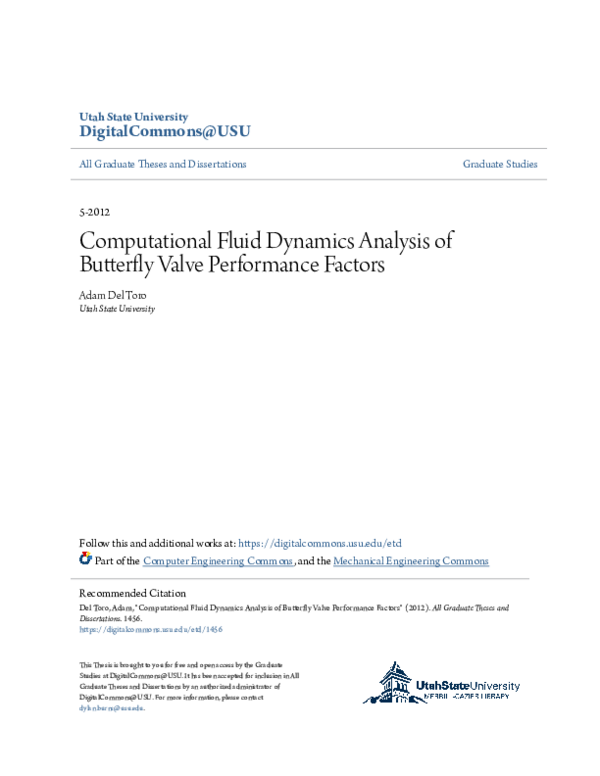 (PDF) Computational Fluid Dynamics Analysis of Butterfly Valve Performance Factors