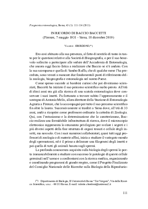 (PDF) IN RICORDO DI BACCIO BACCETTI (Firenze, 7 maggio 1931 - Siena, 18 ...