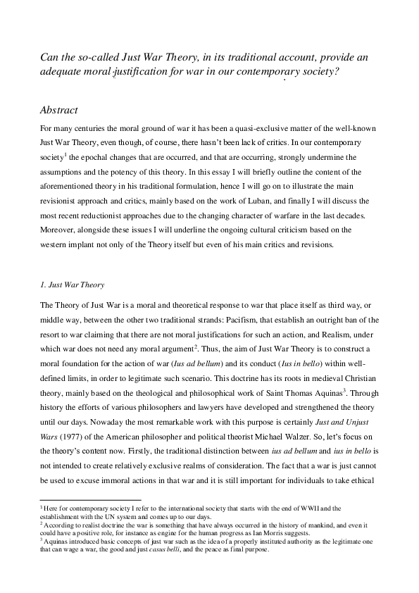 (PDF) Just War Theory and critics