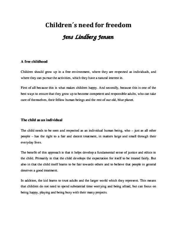 (PDF) Children´s need for freedom