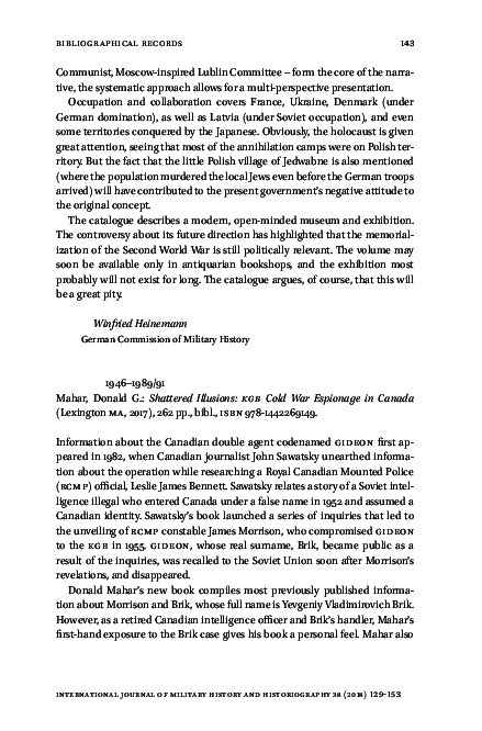 (PDF) Donald Mahar, Shattered Illusions: KGB Cold War History in Canada