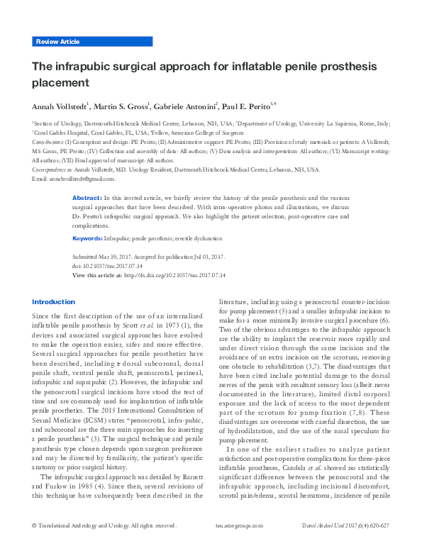 (PDF) The infrapubic surgical approach for inflatable penile prosthesis ...