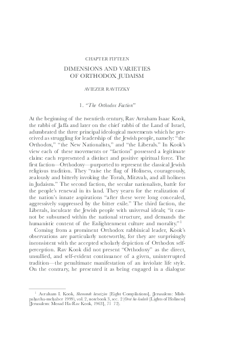 (PDF) Aviezer Ravitzky, “Dimensions and Varieties of Jewish Orthodoxy ...