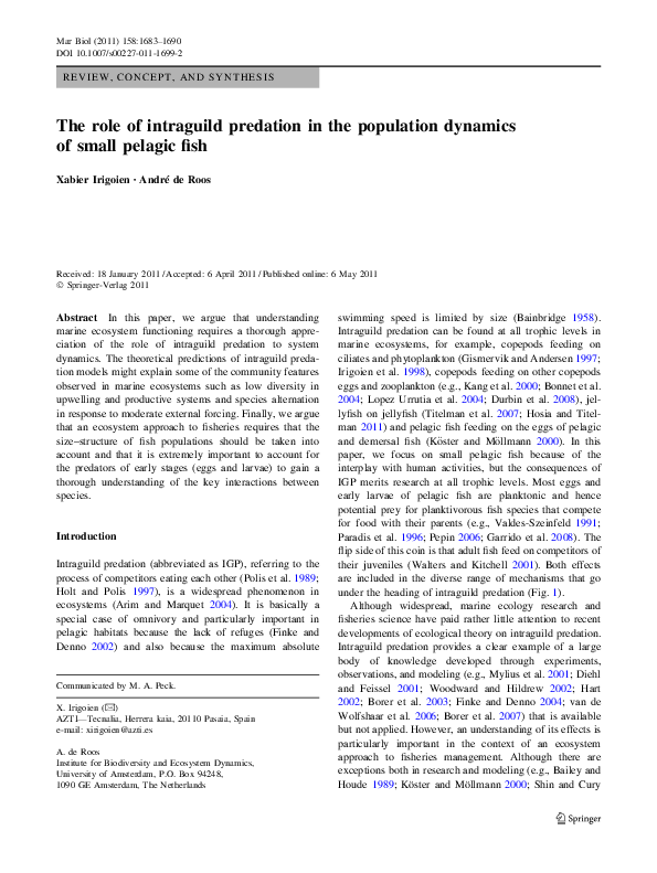 (PDF) The role of intraguild predation in the population dynamics of ...