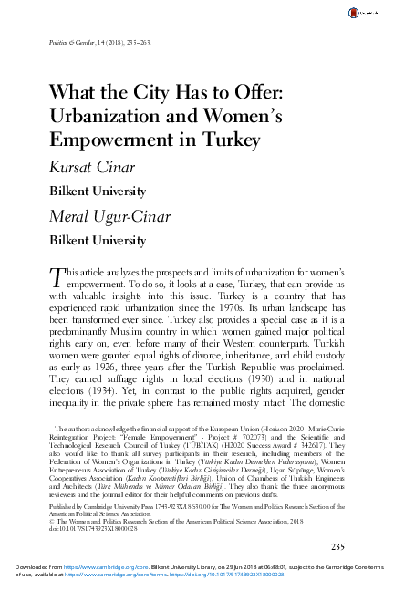 (PDF) What the City Has to Offer: Urbanization and Women's Empowerment ...