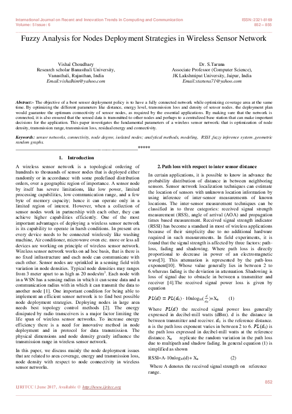 (PDF) Fuzzy Analysis for Nodes Deployment Strategies in Wireless Sensor Network