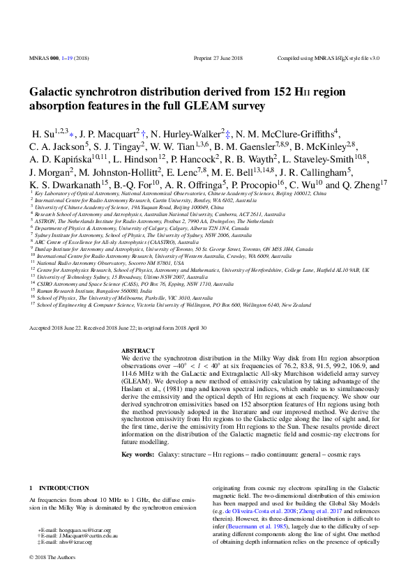 (PDF) Galactic synchrotron distribution derived from 152 HII region ...