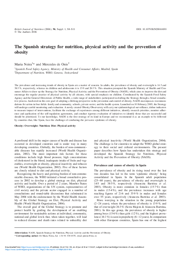 (PDF) The Spanish strategy for nutrition, physical activity and the ...