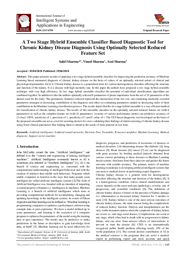 Pdf A Two Stage Hybrid Ensemble Classifier Based Diagnostic Tool For