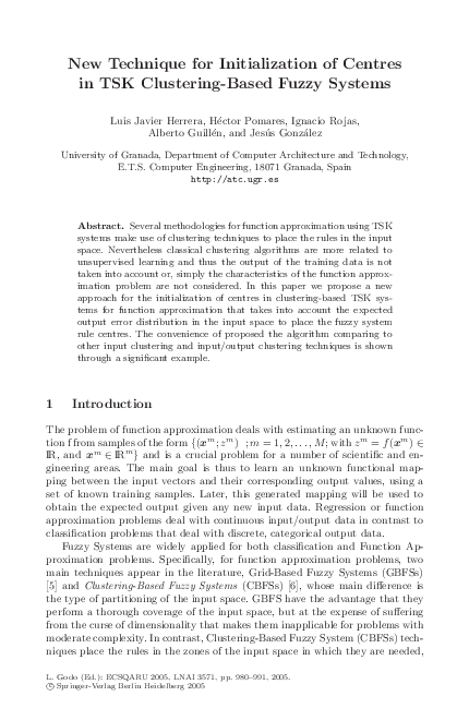 (PDF) New Technique for Initialization of Centres in TSK Clustering-Based Fuzzy Systems