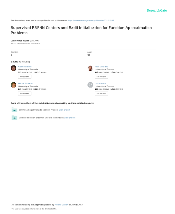 Pdf Supervised Rbfnn Centers And Radii Initialization For Function