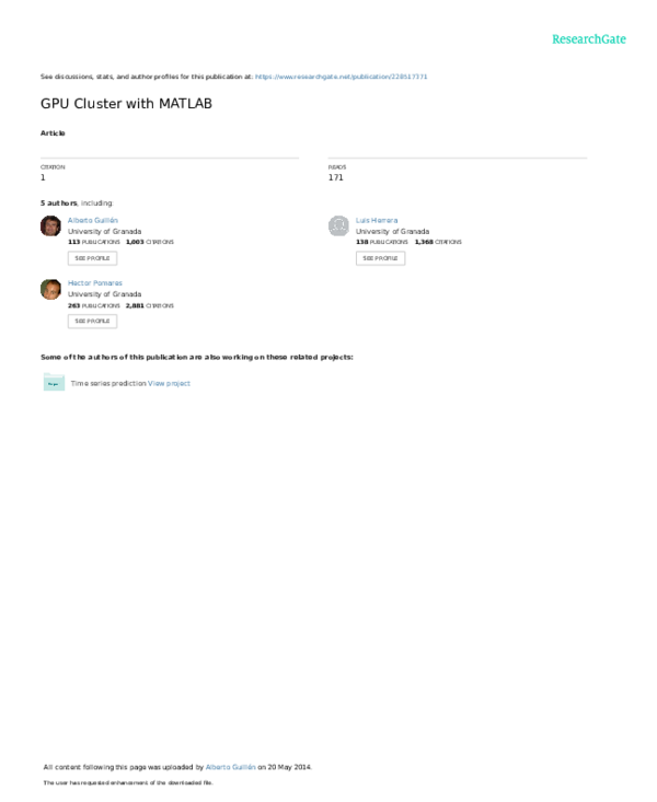 (PDF) GPU Cluster with MATLAB
