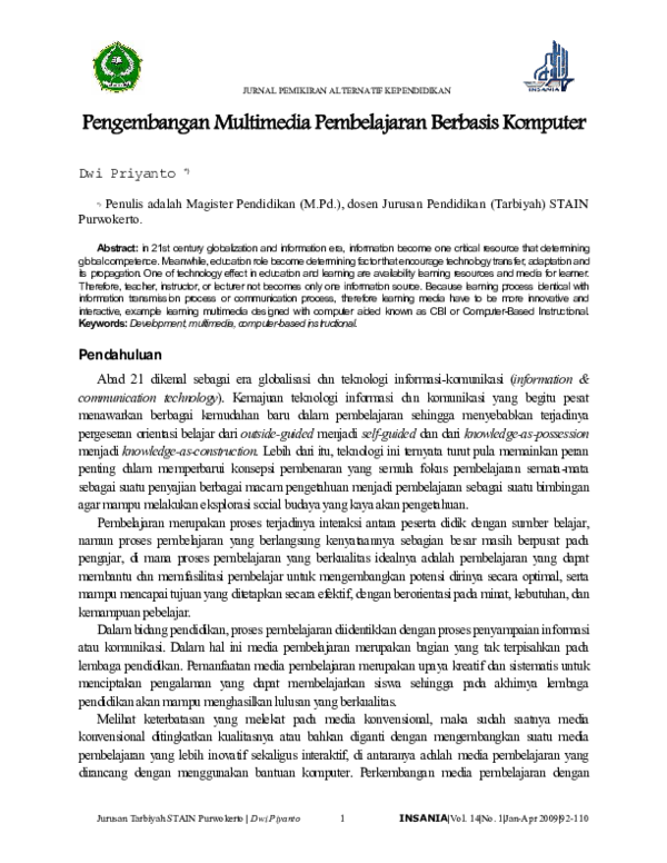 (PDF) Pengembangan Multimedia Pembelajaran Berbasis Komputer
