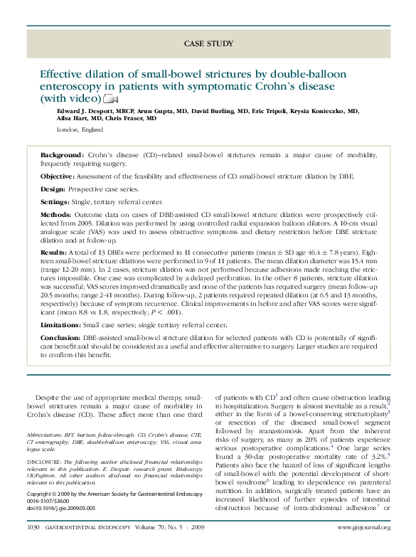 (PDF) The Evaluation of the Postoperative Crohn's Jejunoileitis and ...
