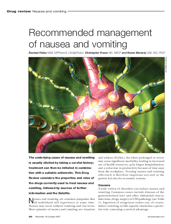(PDF) Recommended management of nausea and vomiting