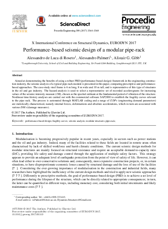 (PDF) Performance-based seismic design of a modular pipe-rack