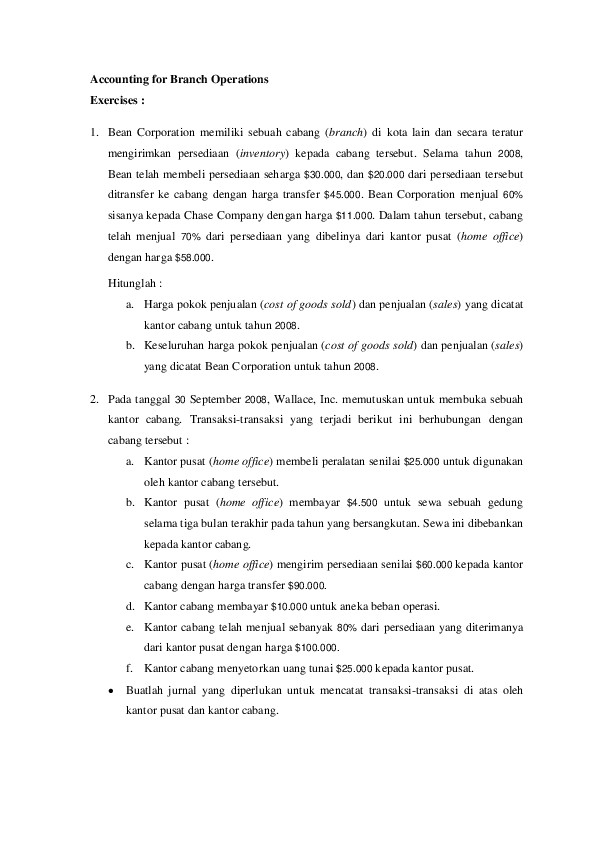 (DOC) Accounting for Branch Operations Exercises