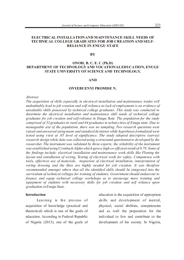 (DOC) Electrical Installation and Maintenance strand | Joshaphat ...