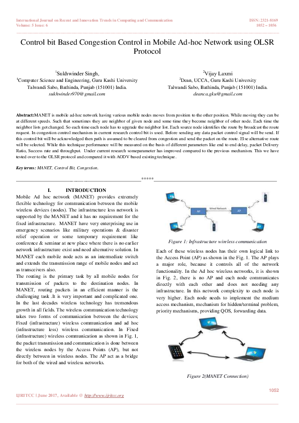 Pdf Control Bit Based Congestion Control In Mobile Ad Hoc Network Using Olsr Protocol