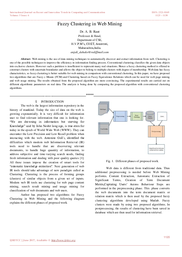 (PDF) Fuzzy Clustering in Web Mining