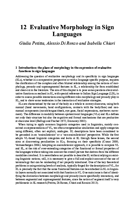 (PDF) Evaluative Morphology in Sign Languages