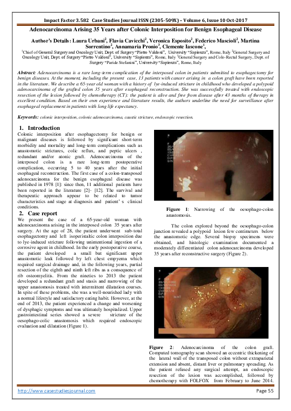 (PDF) Adenocarcinoma Arising 35 Years after Colonic Interposition for Benign Esophageal Disease
